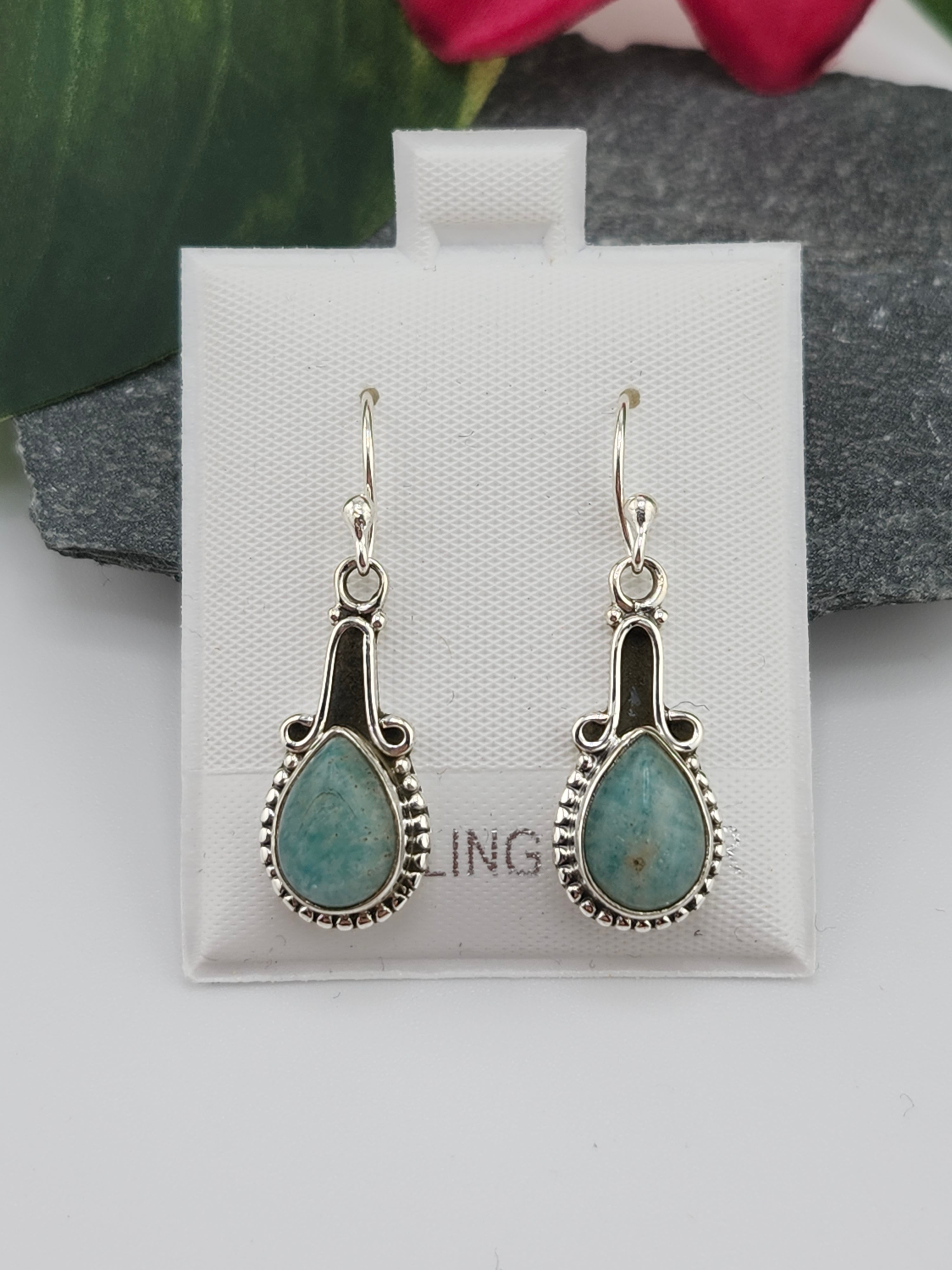 Amazonite Teardrop Dangle Earrings – The Collective Jewelry & Gems