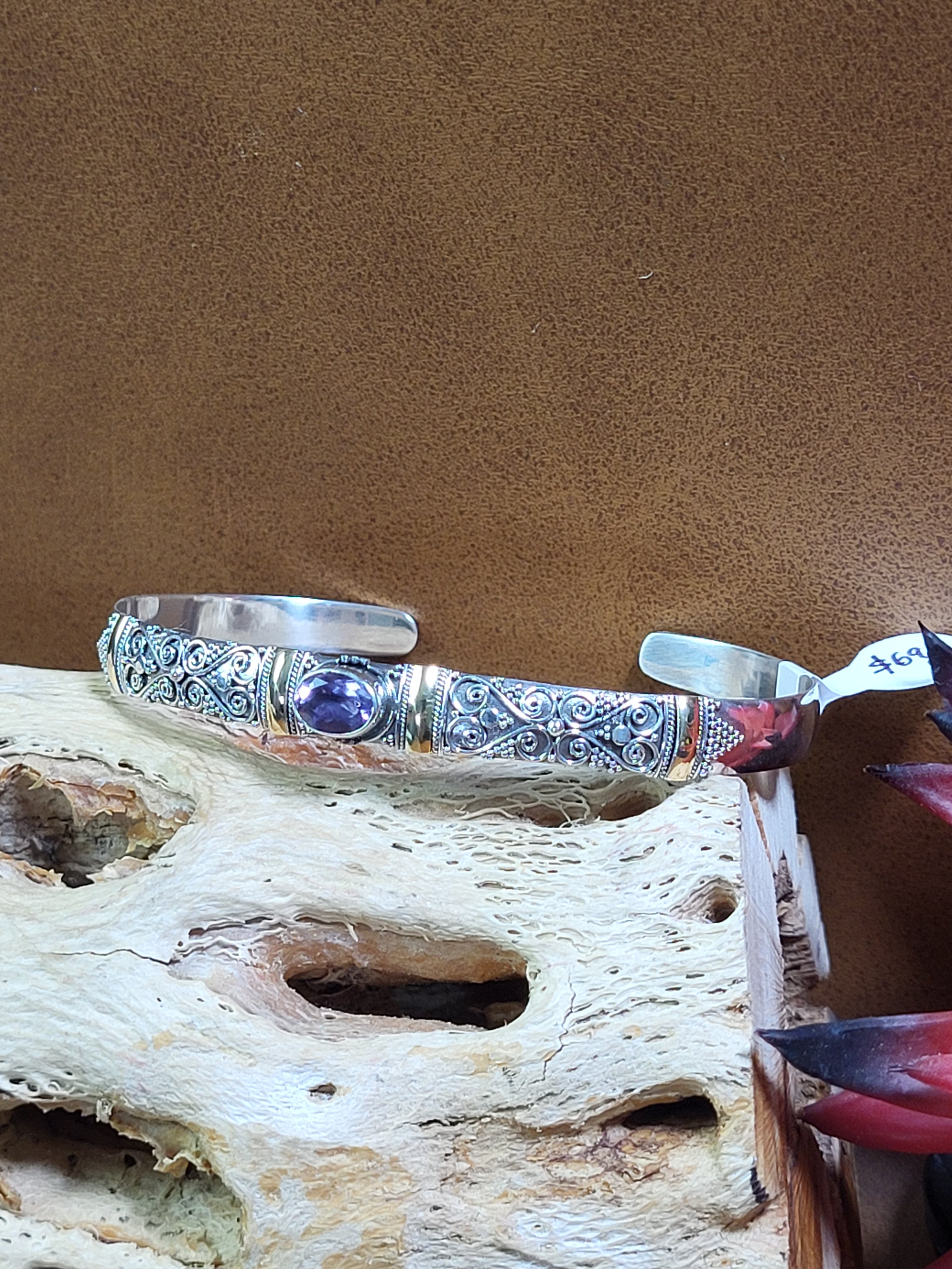 Natural Amethyst Cuff 925 Sterling Silver + 18k Accents – The ...