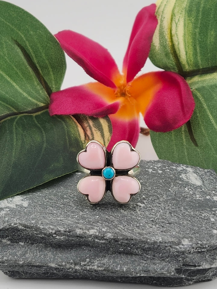 Queen Conch and Turquoise Heart Flower Ring Size 7 – The Collective ...