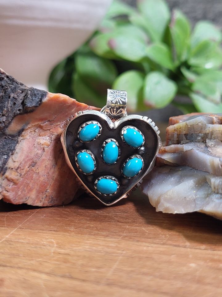 Natural Turquoise Heart Pendant 925 Sterling Silver – The Collective ...